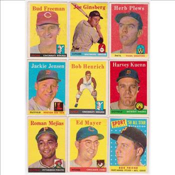 9 Different 1958 Topps Baseball Cards - Vintage Collection | Property Room
