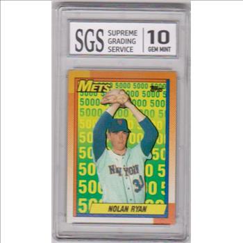 Graded Gem Mint 10 - Nolan Ryan 1990 Topps #2 Card - HOF'er | Property Room