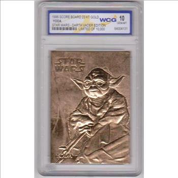 Graded Gem Mint 10 - Yoda 1996 Score Board Star Wars 23 Kt Gold Card ...