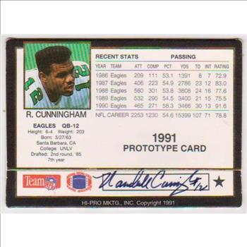 Signed - RANDALL CUNNINGHAM 1991 Action Packed Prototype - All-Pro ...