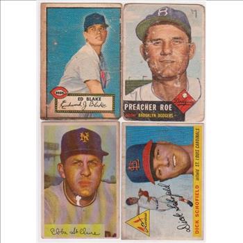 4 Different 1950's Topps/Bowman Baseball Cards (1952-1955) | Property Room