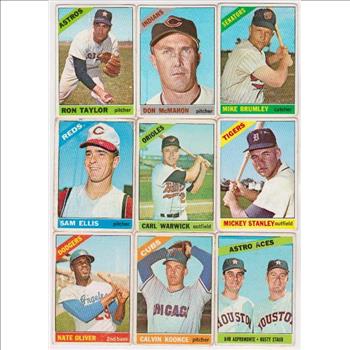 9 Different 1966 Topps Baseball Cards - Vintage Lot | Property Room