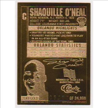23 kt Gold - Shaquille O'Neal 1994 Classic Gold Card (1/24,900 ...