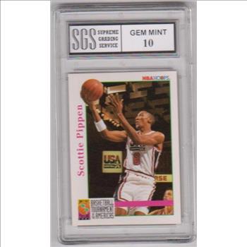 Graded Gem Mint 10 - Scottie Pippen 1992 Hoops USA Basketball #345 Card ...