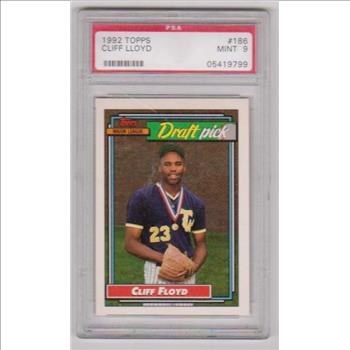 PSA Mint 9 1992 Topps Cliff Floyd #186 Rookie Card With PSA Error Label ...