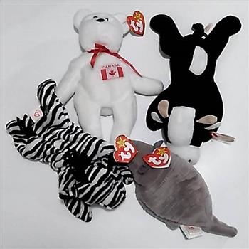 4 Different Ty Beanie Babies - 1993-1996 - w/ Maple The Canadian Bear ...