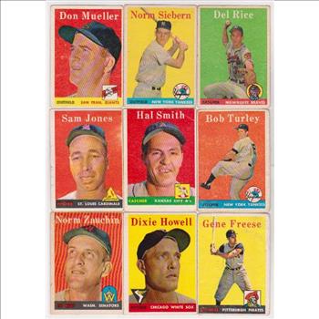 9 Different 1958 Topps Baseball Cards - Vintage Collection | Property Room