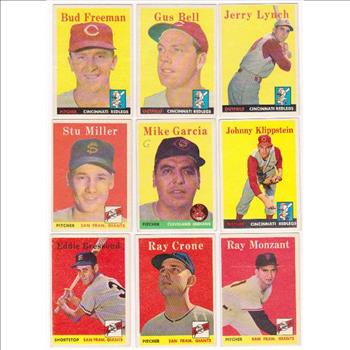 9 Different 1958 Topps Baseball Cards - Vintage Collection | Property Room