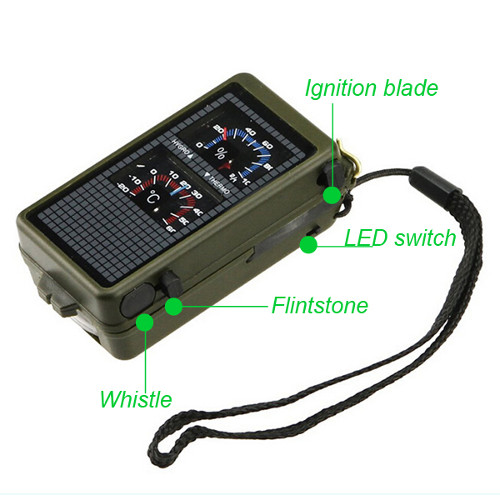 10-in-1 Multifunction Outdoor Military Compass & Camping Survival Tool ...