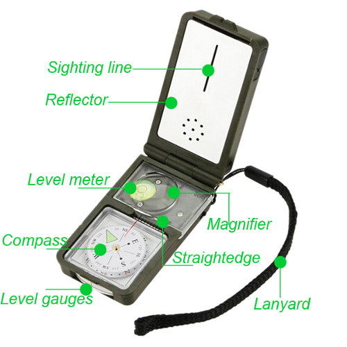 10-in-1 Multifunction Outdoor Military Compass & Camping Survival Tool ...