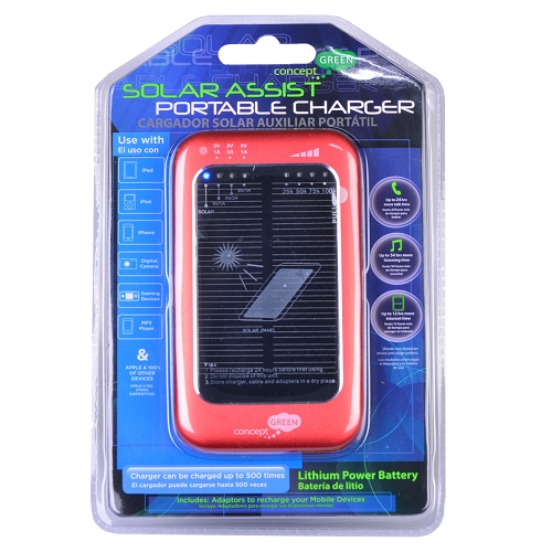 New Solar Assist Portable Charger w/Dock Connector, Micro & Mini USB ...