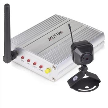 2.4GHz Surveillance Camera Kit w/4-Channel Wireless Receiver and Mini ...