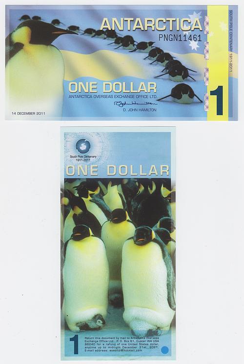 Stunning Uncirculated Polymer 2011 $1 Antarctica Penguin Note ...