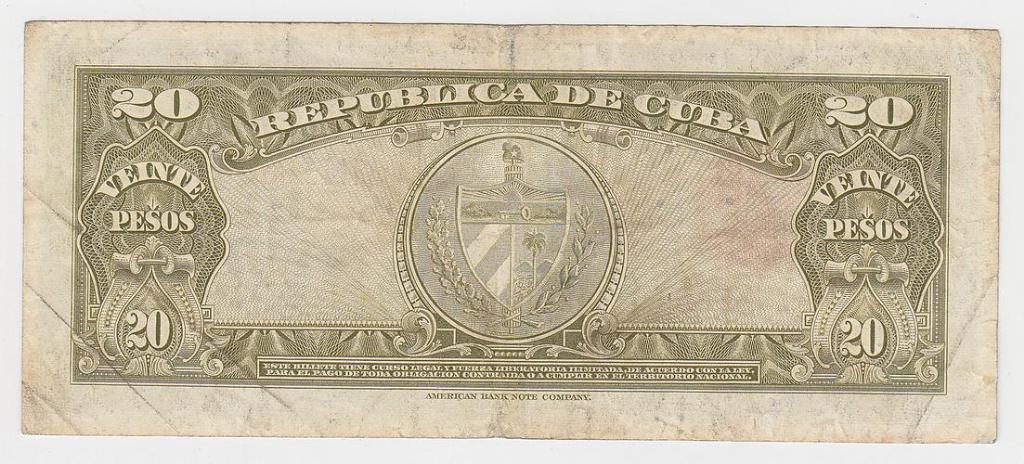 1958 Cuban Veinte (20) Pesos Note - Banco Nacional De Cuba | Property Room