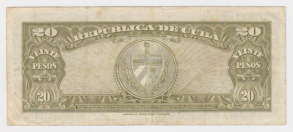 1958 Cuban Veinte (20) Pesos Note - Banco Nacional De Cuba | Property Room