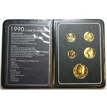 1990: A Year to Remember - 5 Piece Gold Plated Coin Set | Property Room