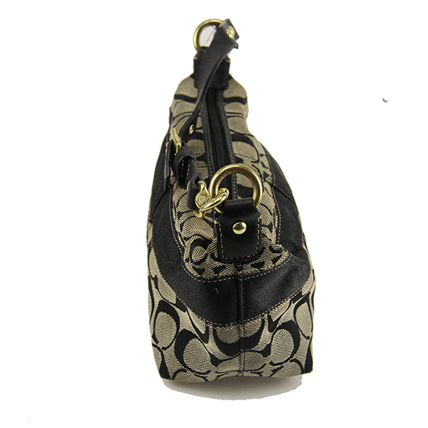 COACH SIGNATURE SOLID STRIPE BLACK TOP HANDLE POUCH STYLE 41206 | Property Room