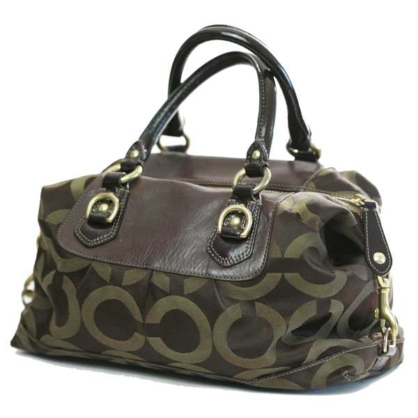 Coach Signature Brown Leather Madison op Art Sabrina Handbag Shoulder ...