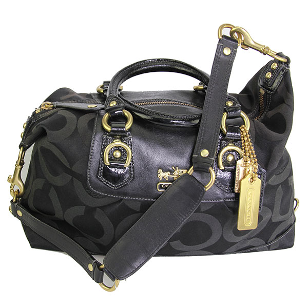 Coach Signature Op Art Sabrina Satchel Duffle Bag Tote 12947 Black ...
