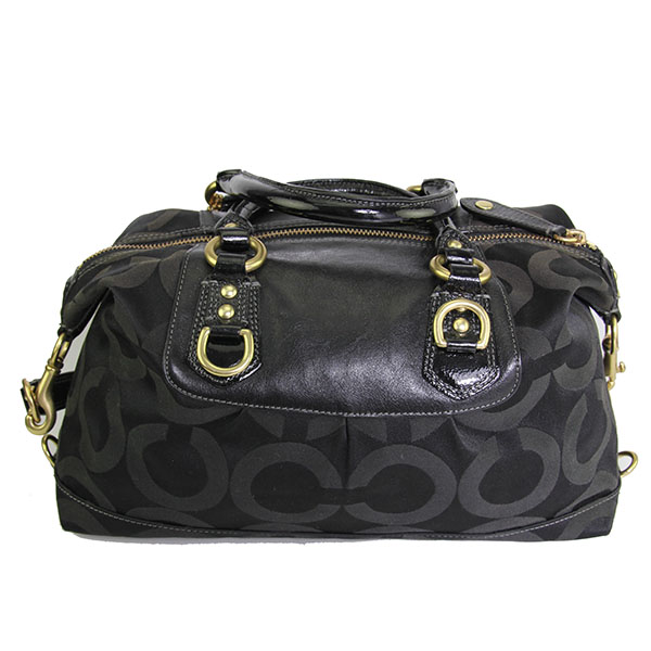 Coach Signature Op Art Sabrina Satchel Duffle Bag Tote 12947 Black ...