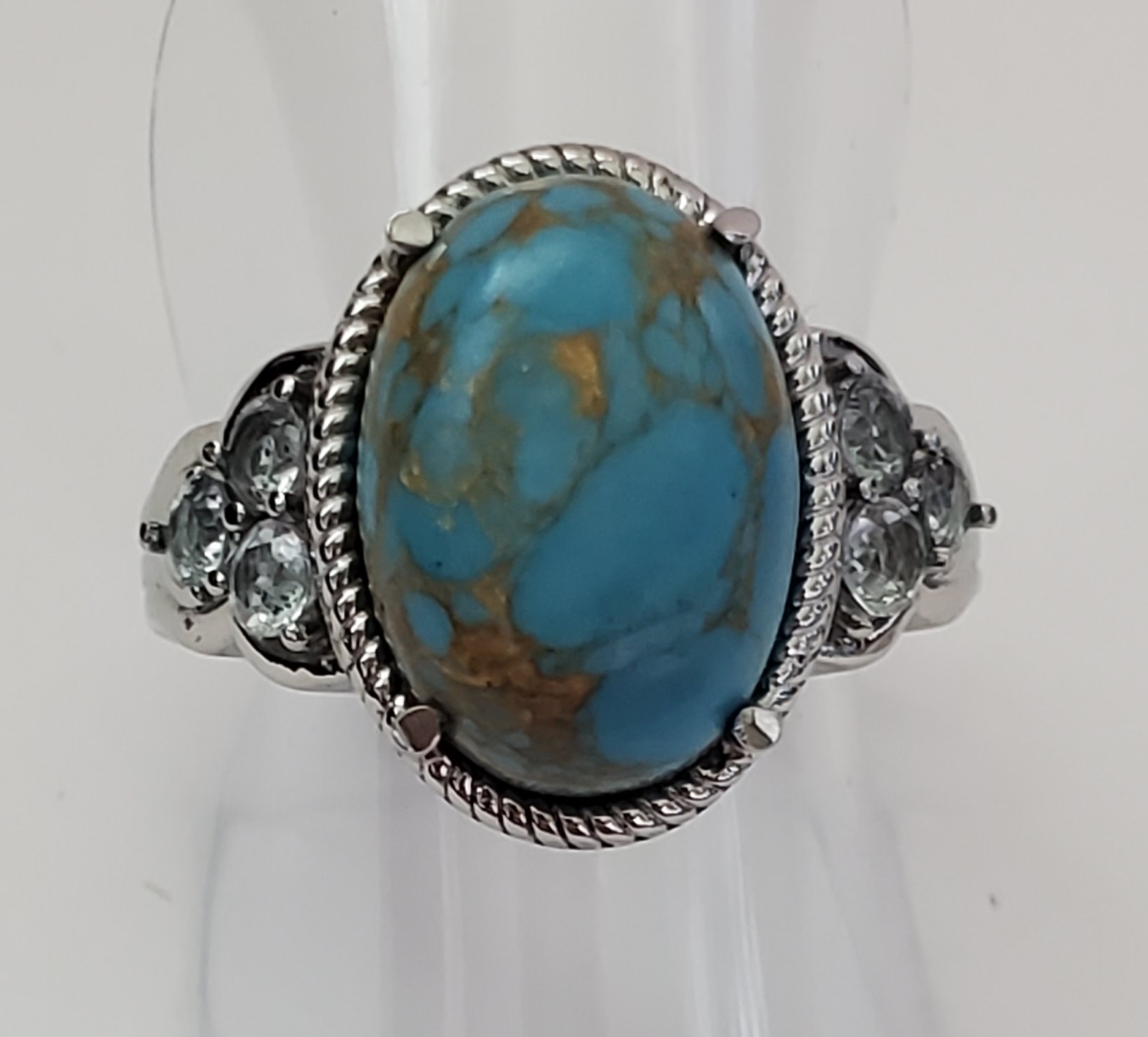 No Reserve Blue Mojave Turquoise & Blue Topaz Ring Size 6 | Property Room