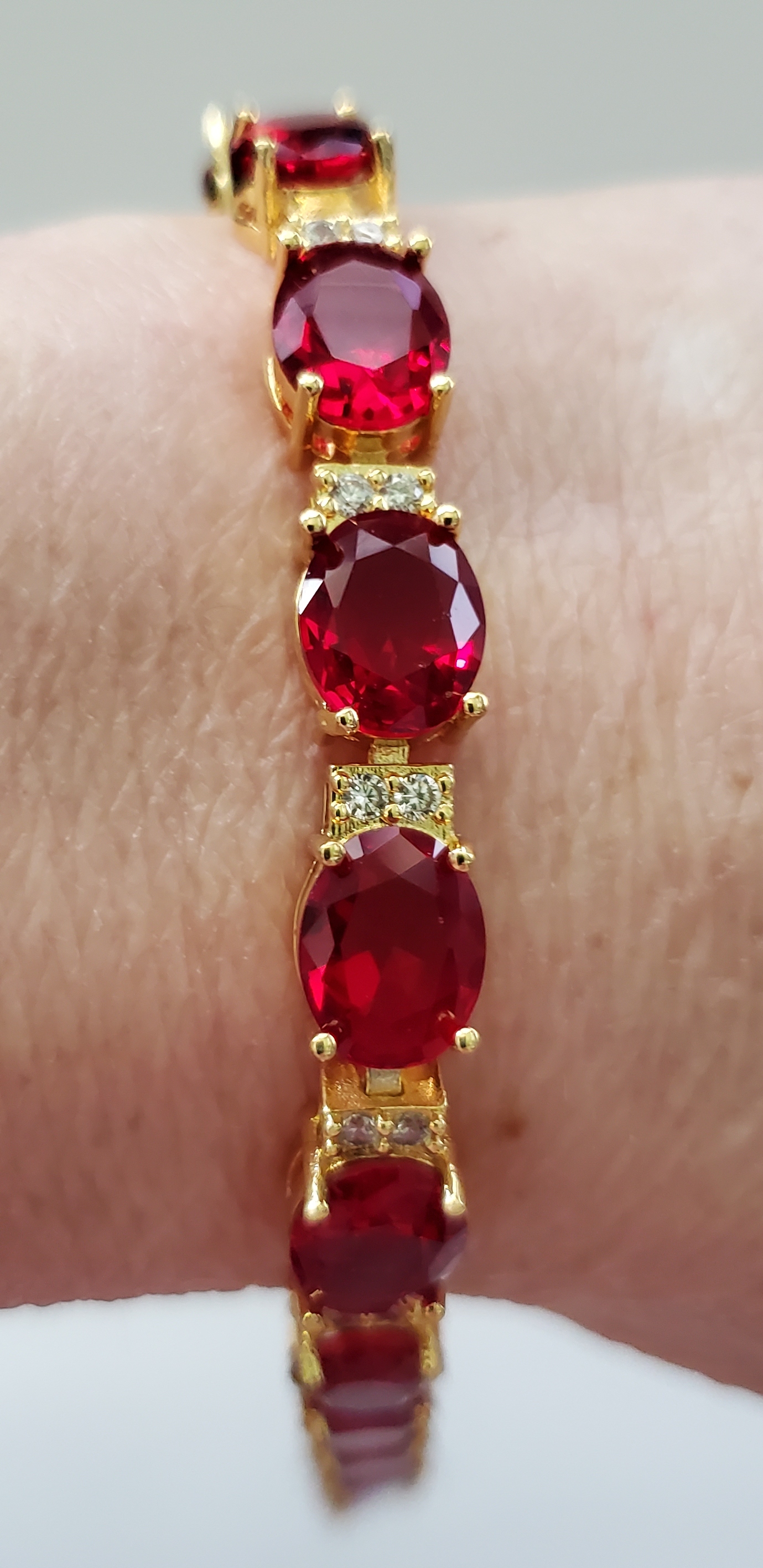 No Reserve Ruby & Topaz Tennis Bracelet | Property Room