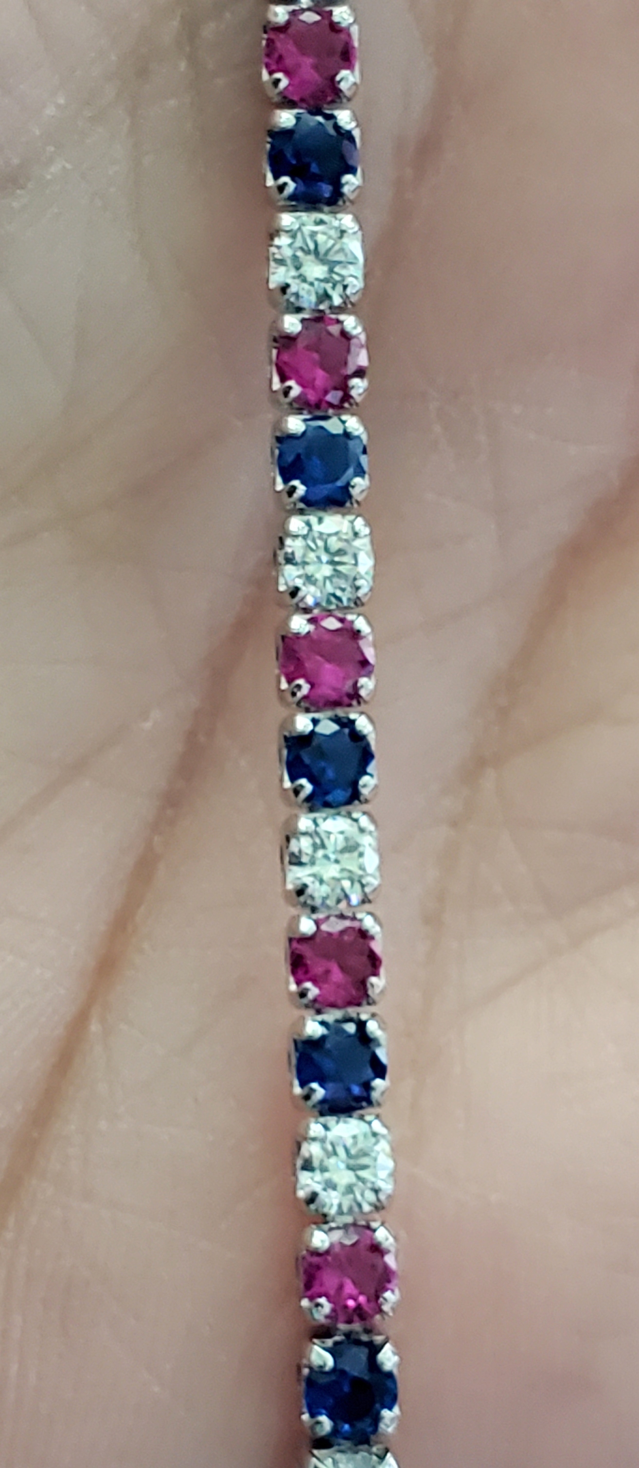No Reserve Patriotic Sapphire, Ruby & Topaz Tennis Bracelet | Property Room