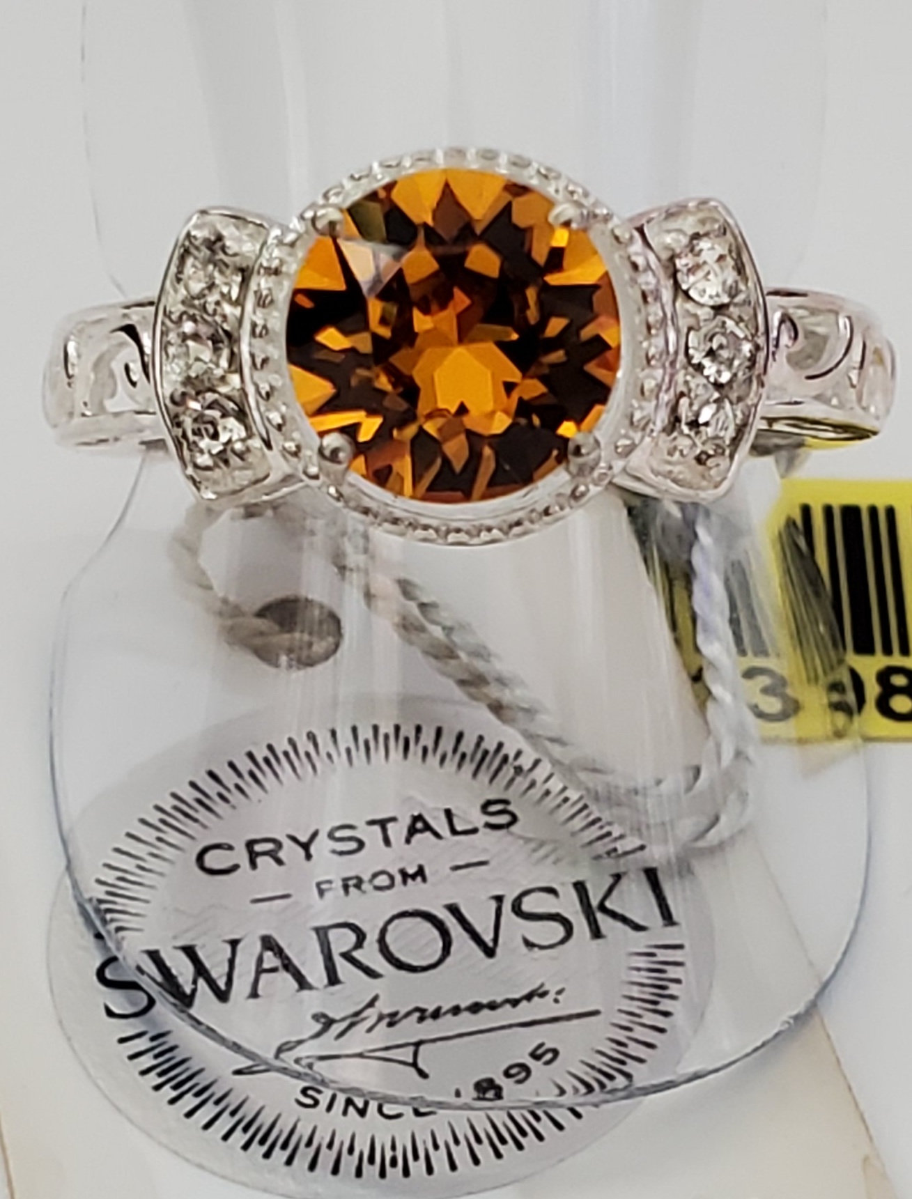 No Reserve Citrine Color Swarovski Crystal Ring Size 5 | Property Room