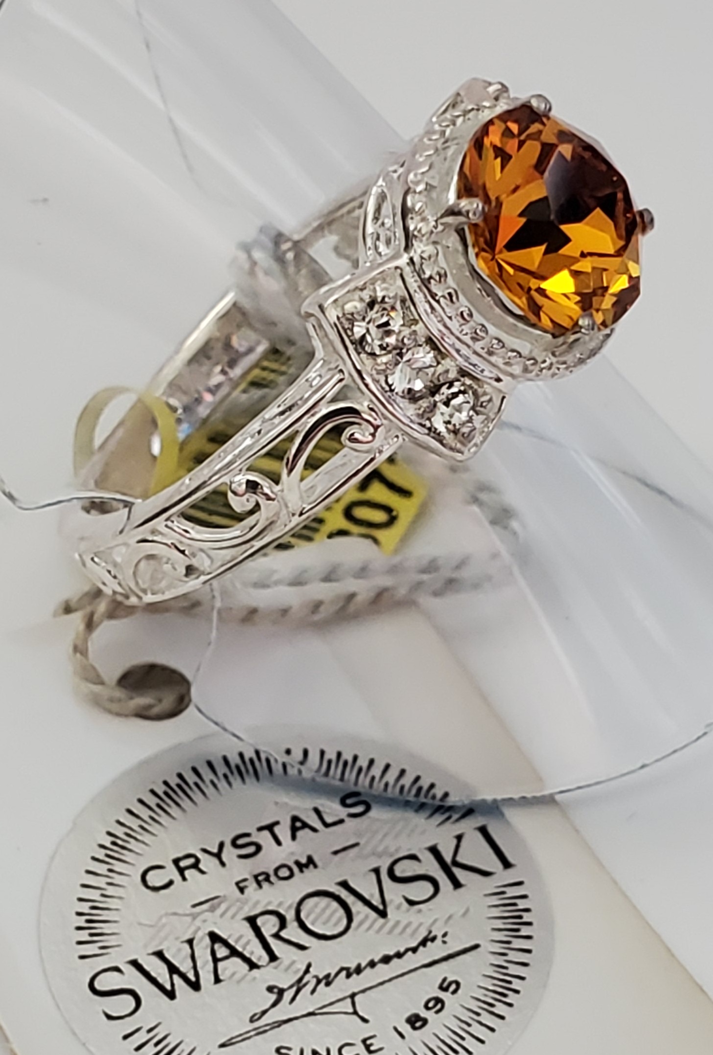 No Reserve Citrine Color Swarovski Crystal Ring Size 5 | Property Room