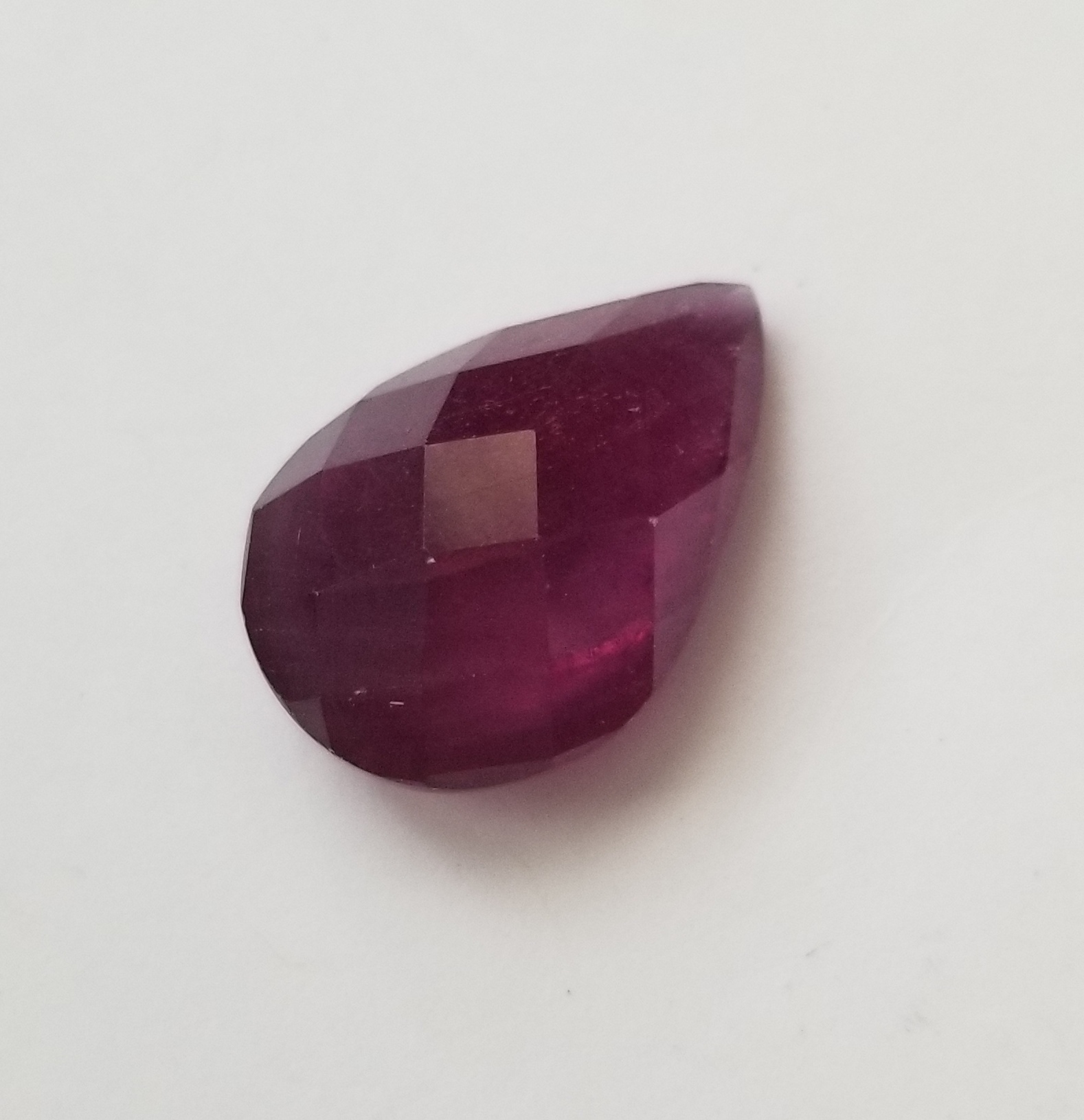15.62 ct Natural Ruby Pear Checkerboard Cut Loose Gemstone | Property Room