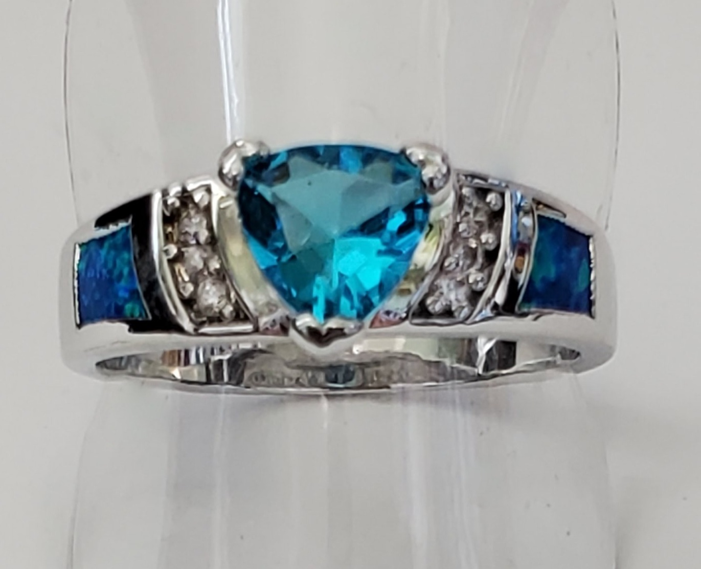 No ReserveBlue Topaz & Inlaid Opal Ring Size 8 | Property Room