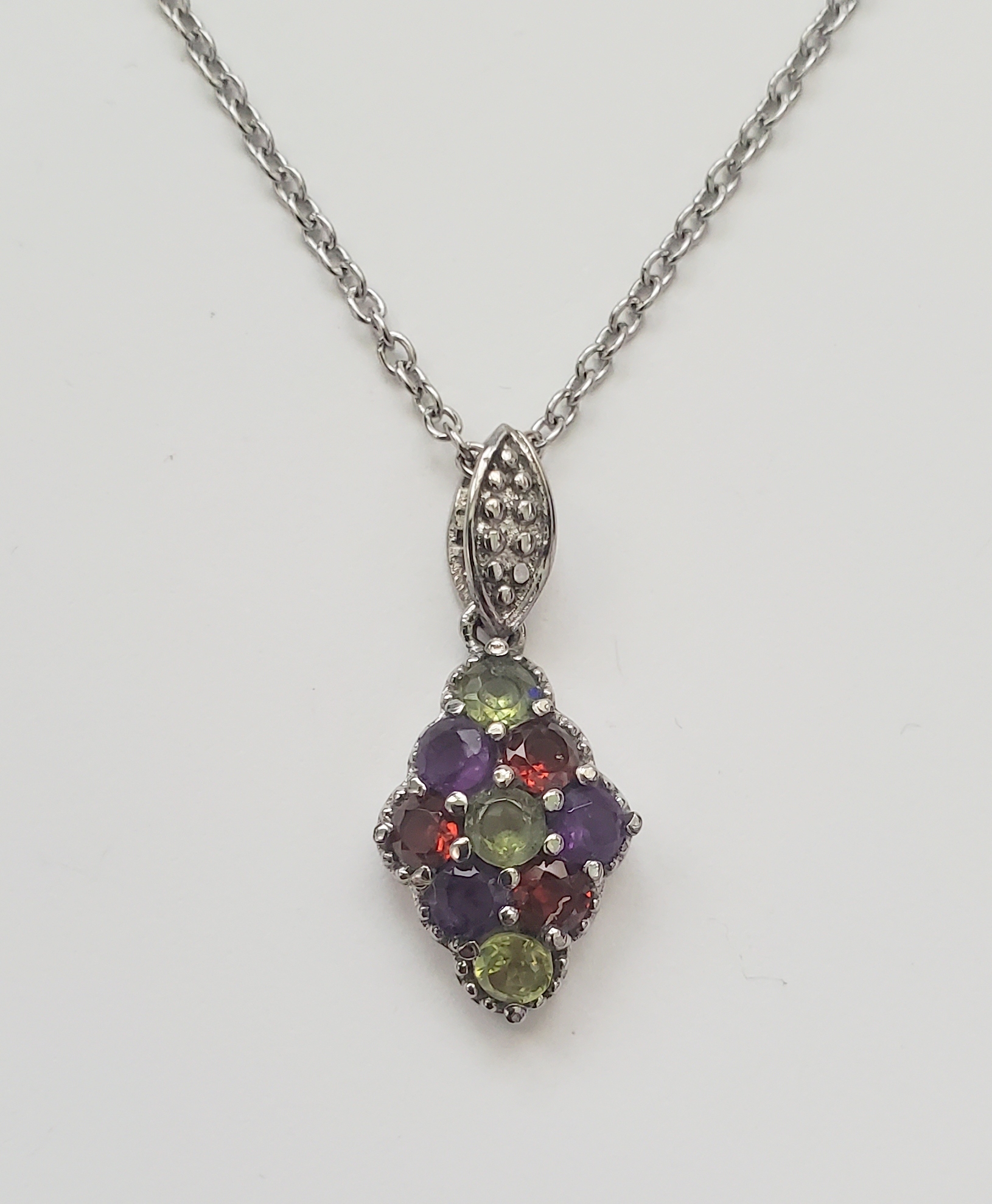 No Reserve Natural Multi Gemstone Pendant & Chain Necklace | Property Room