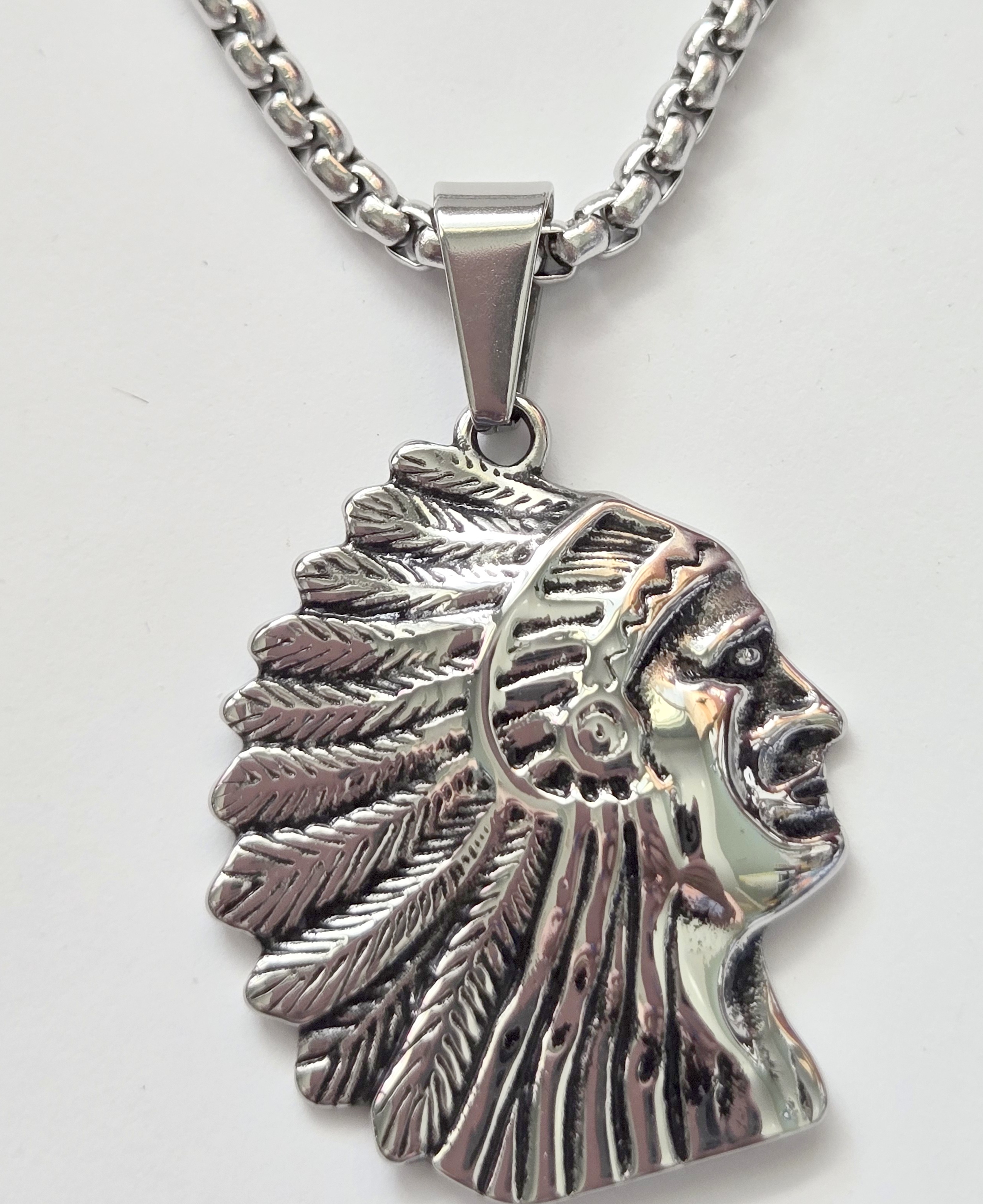 No Reserve Indian Chief Pendant & Chain Necklace | Property Room