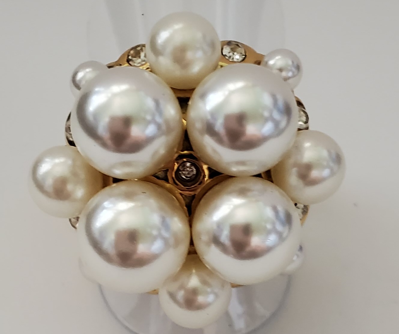 No Reserve Pearl & Austrian Crystal Ring Size 9 GP | Property Room