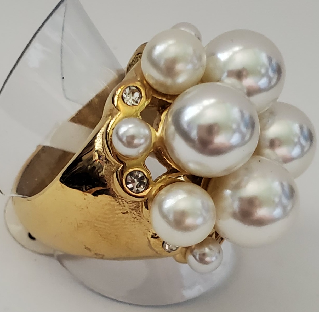 No Reserve Pearl & Austrian Crystal Ring Size 9 GP | Property Room