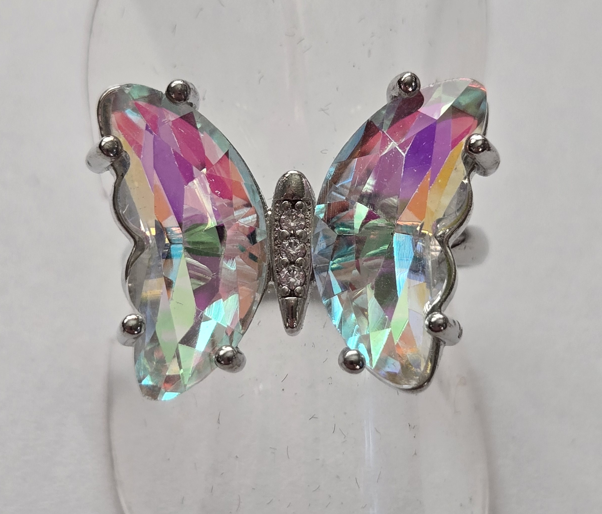 No Reserve Rainbow Austrian Crystal Butterfly Ring Size 7 | Property Room