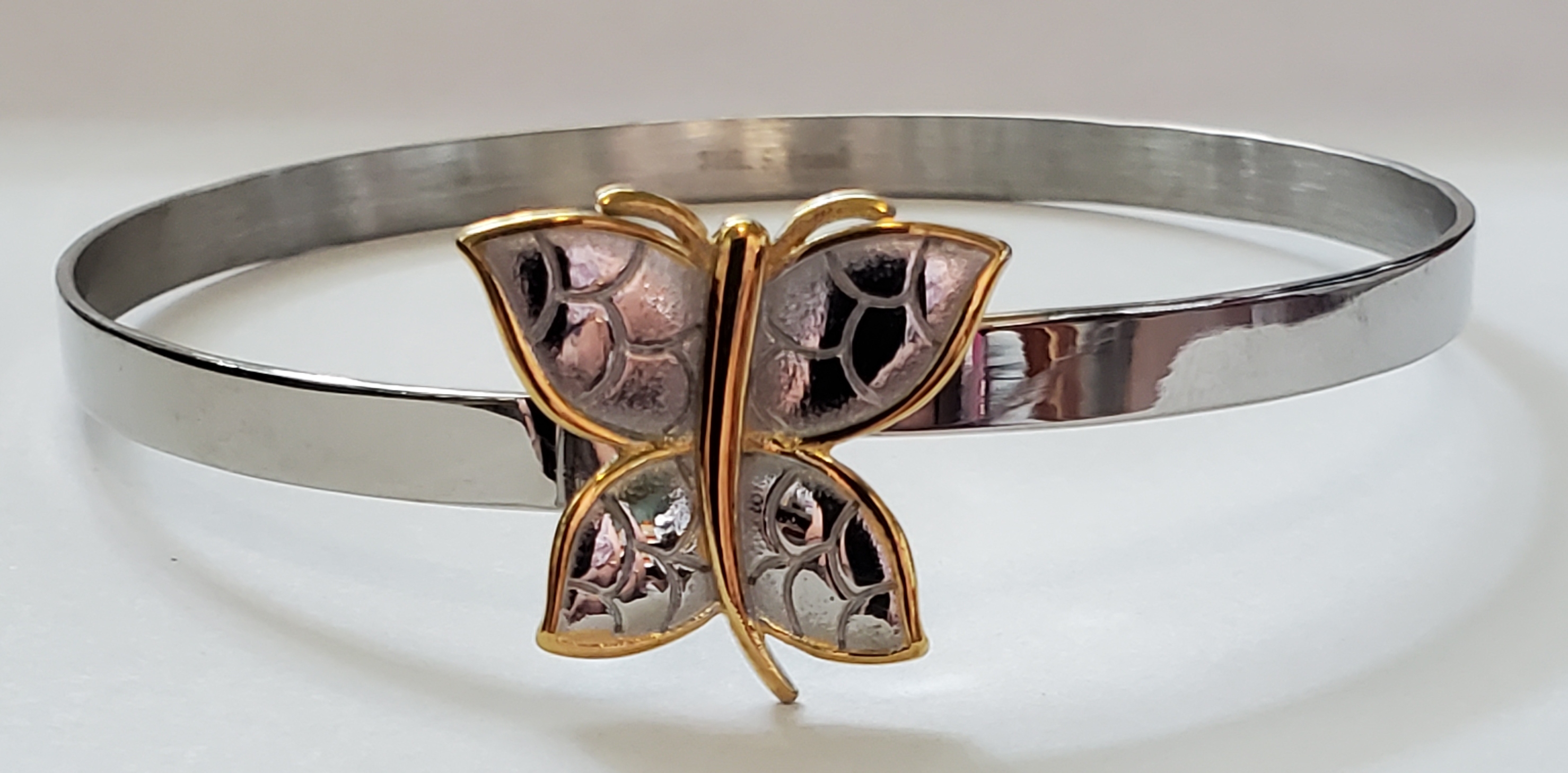 No Reserve Butterfly 2 Tone Bangle Bracelet | Property Room