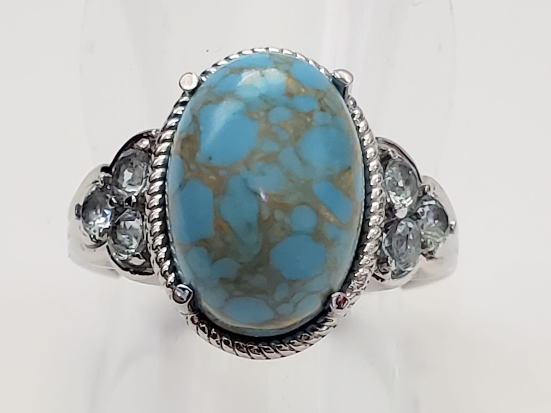 No Reserve Blue Mojave Turquoise & Blue Topaz Ring Size 7 | Property Room