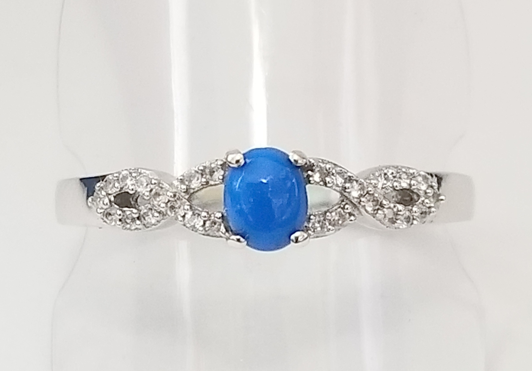 New .925 Sterling Silver Natural Ceruleite & Topaz Ring Size 5 ...