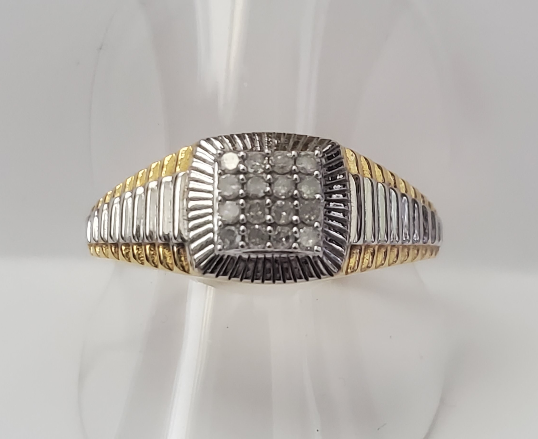 .25 ct Natural Diamond 18k /.925 Sterling Silver Rolex Style Ring ...
