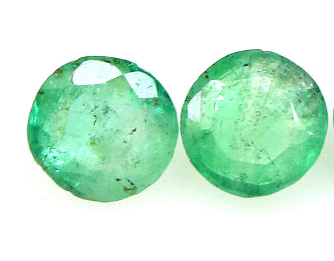 No Reserve 3mm Natural Emerald Round Cut Pair Loose Gemstones ...
