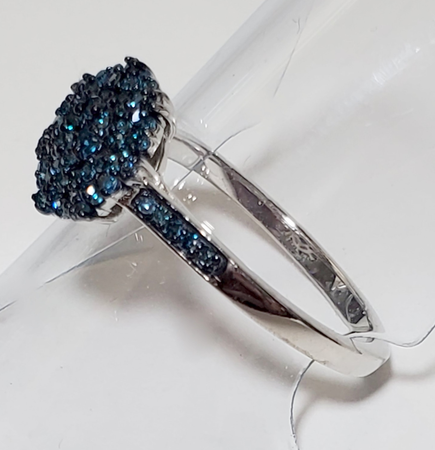 No Reserve Natural .51 ct Natural Blue Diamond Cluster Ring Size 10 ...