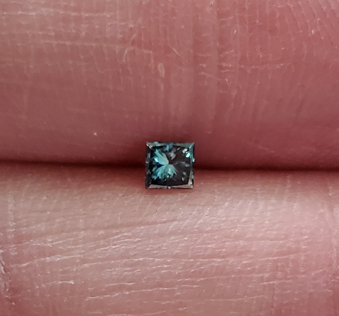 No Reserve .12 ct Natural Blue Diamond Princess Cut Loose Gemstone ...