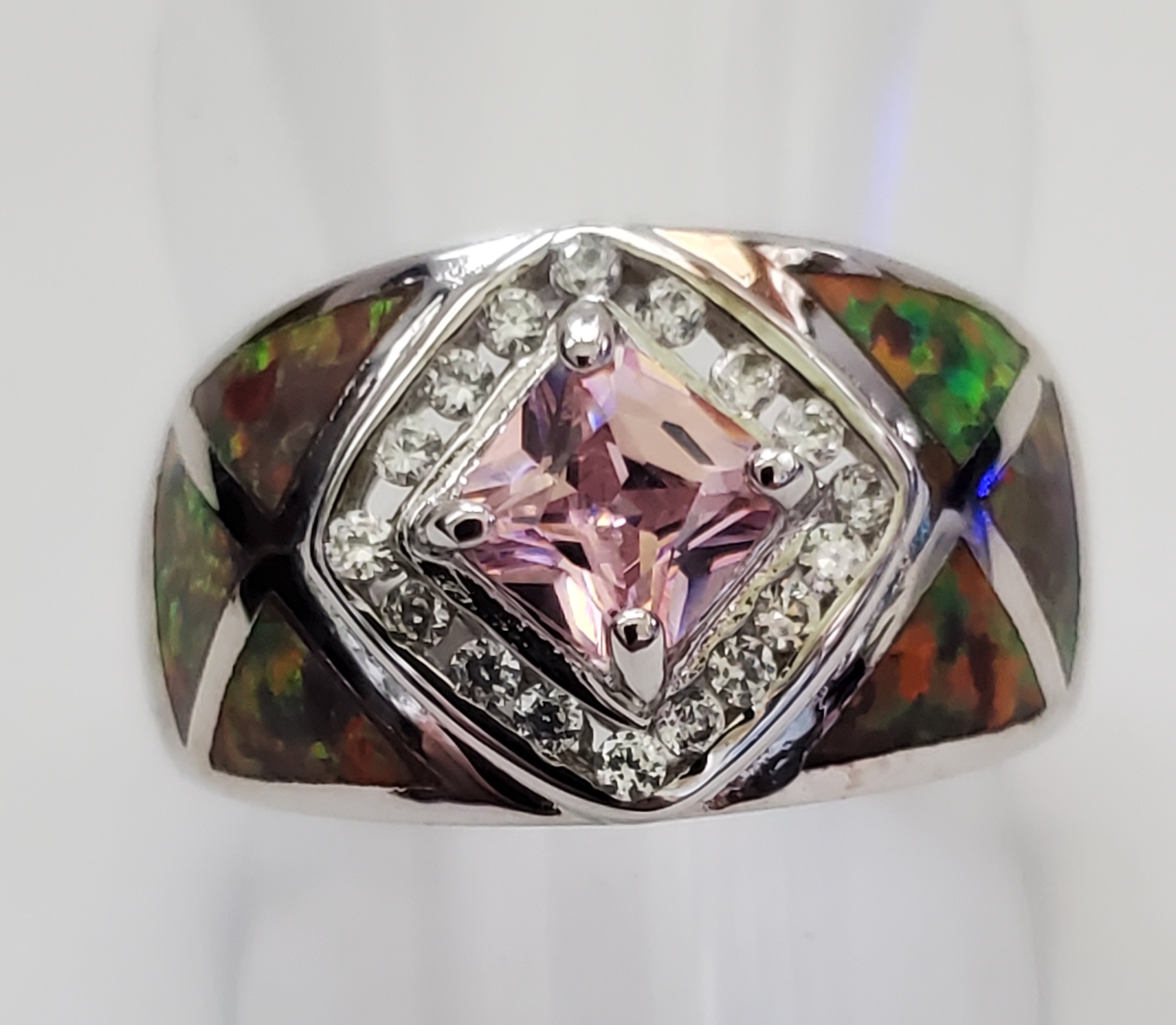 No Reserve Pink Topaz & Opal Ring Size 8 | Property Room