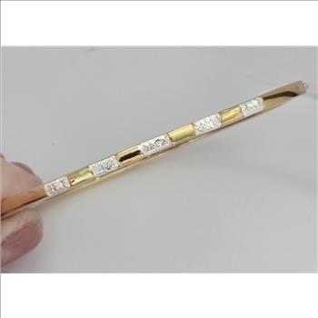 No Reserve Natural Diamond 18k/ 316L Stainless Steel Bangle Bracelet | Property Room