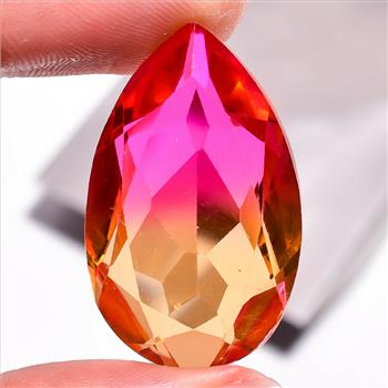 38.75 ct VVS Natural Bi Color Pink & Orange Quartz Pear Cut Loose ...