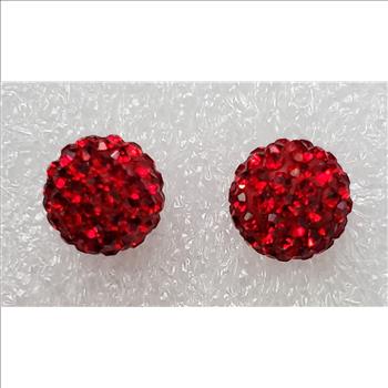 No Reserve Red Crystal Ball Stud Earrings | Property Room