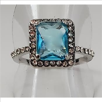 No Reserve Blue Topaz & Austrian Crystal Ring Size 9 | Property Room