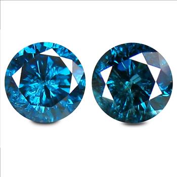 CERTIFIED .24 ct Natural Blue Diamonds Round Cut Loose Gemstone ...