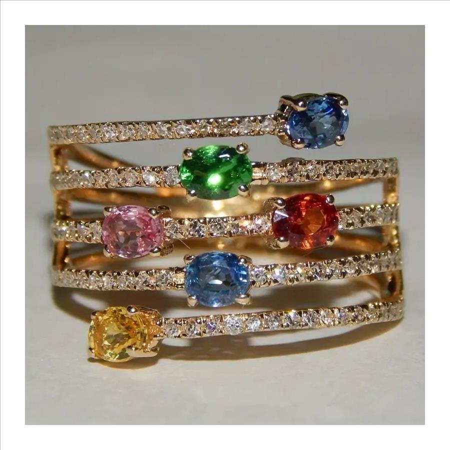 Designer Inspired 2.50ctw Multicolor Stones Anniversary Ring | Property ...